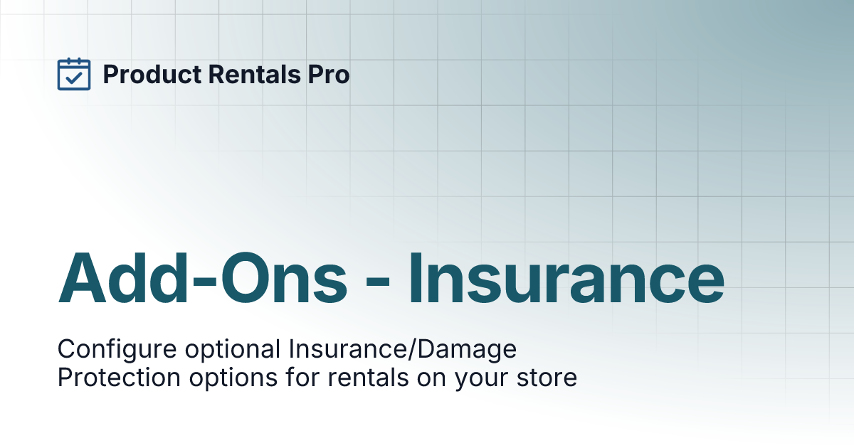 Add-Ons - Insurance | Product Rentals Pro