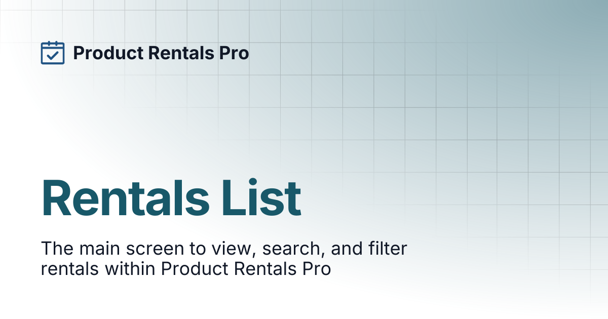 Rentals List | Product Rentals Pro